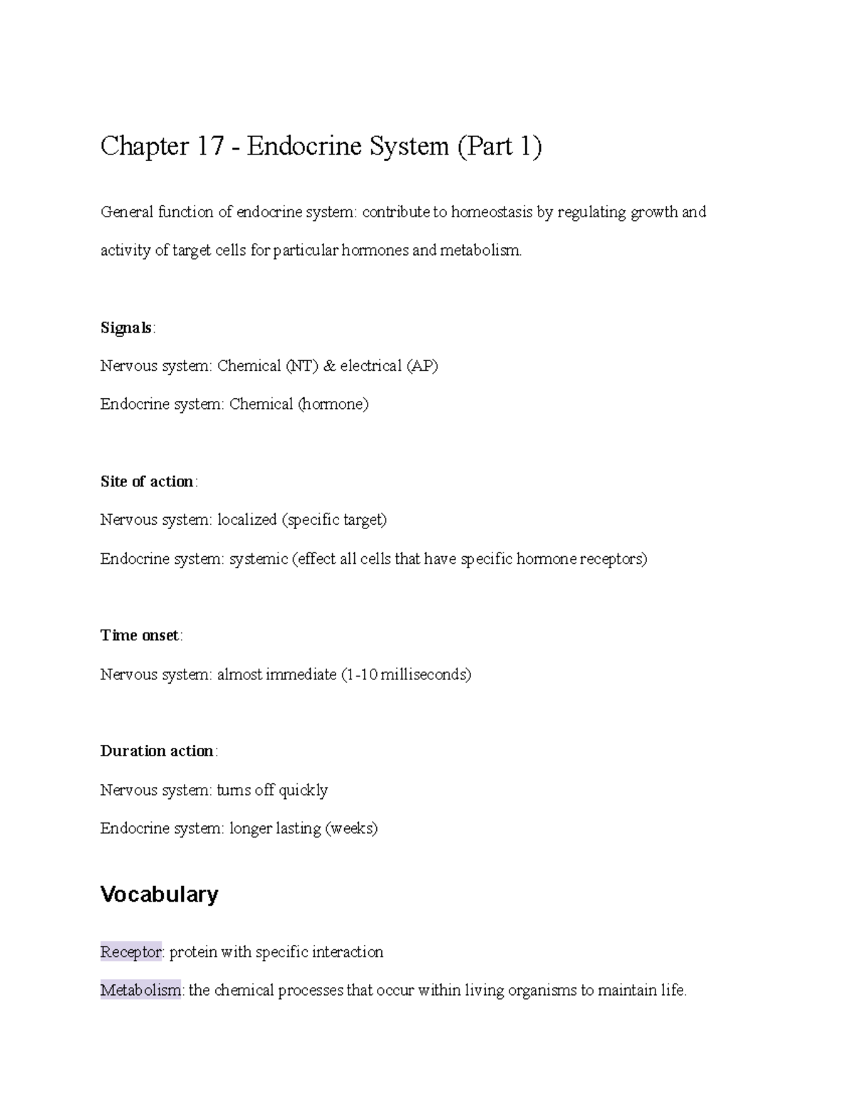 Chapter 17 - Endocrine System (Part 1) - Chapter 17 - Endocrine System ...