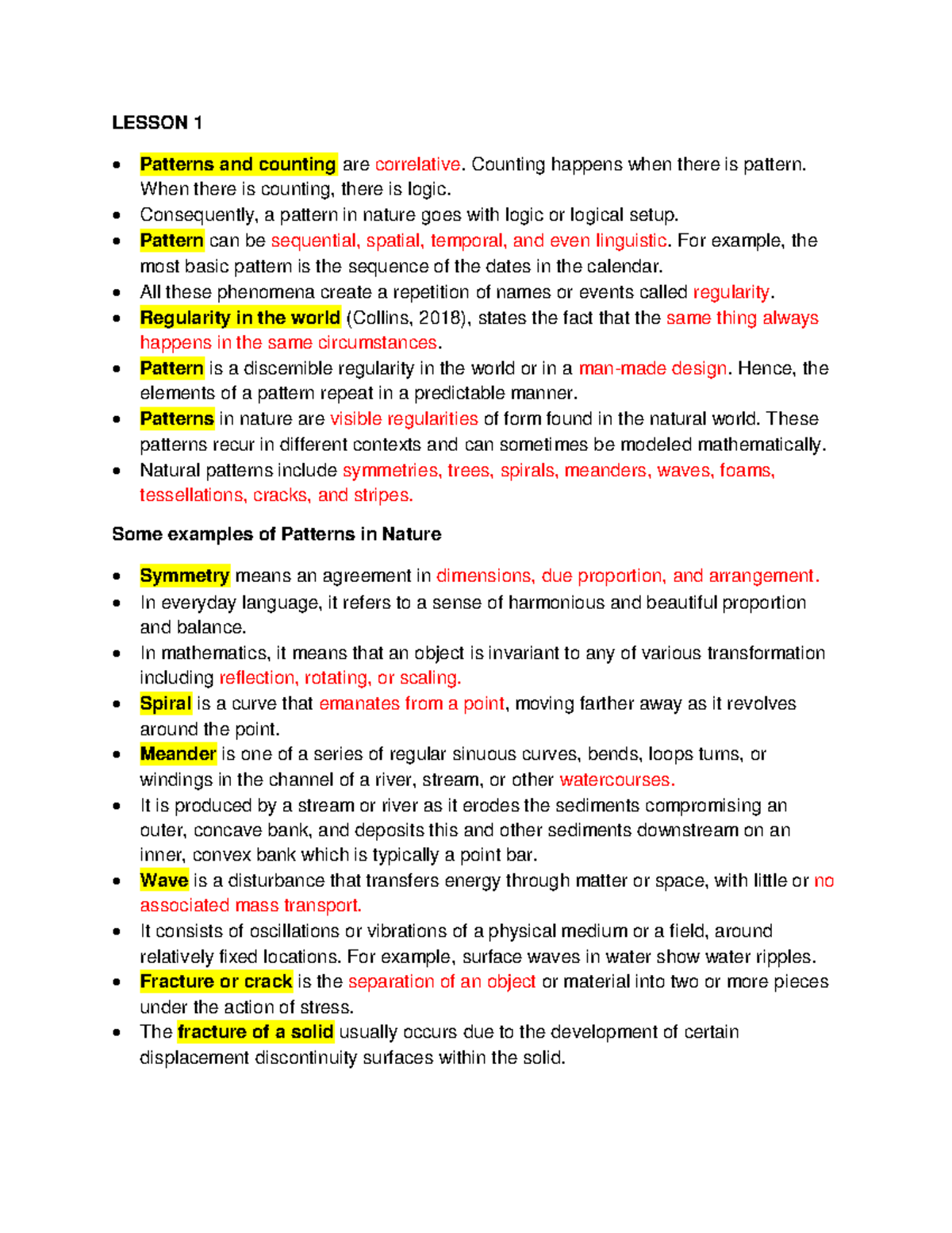 Reviewer IN MMW - fdggsgsfgdgfd - LESSON 1 Patterns and counting are ...