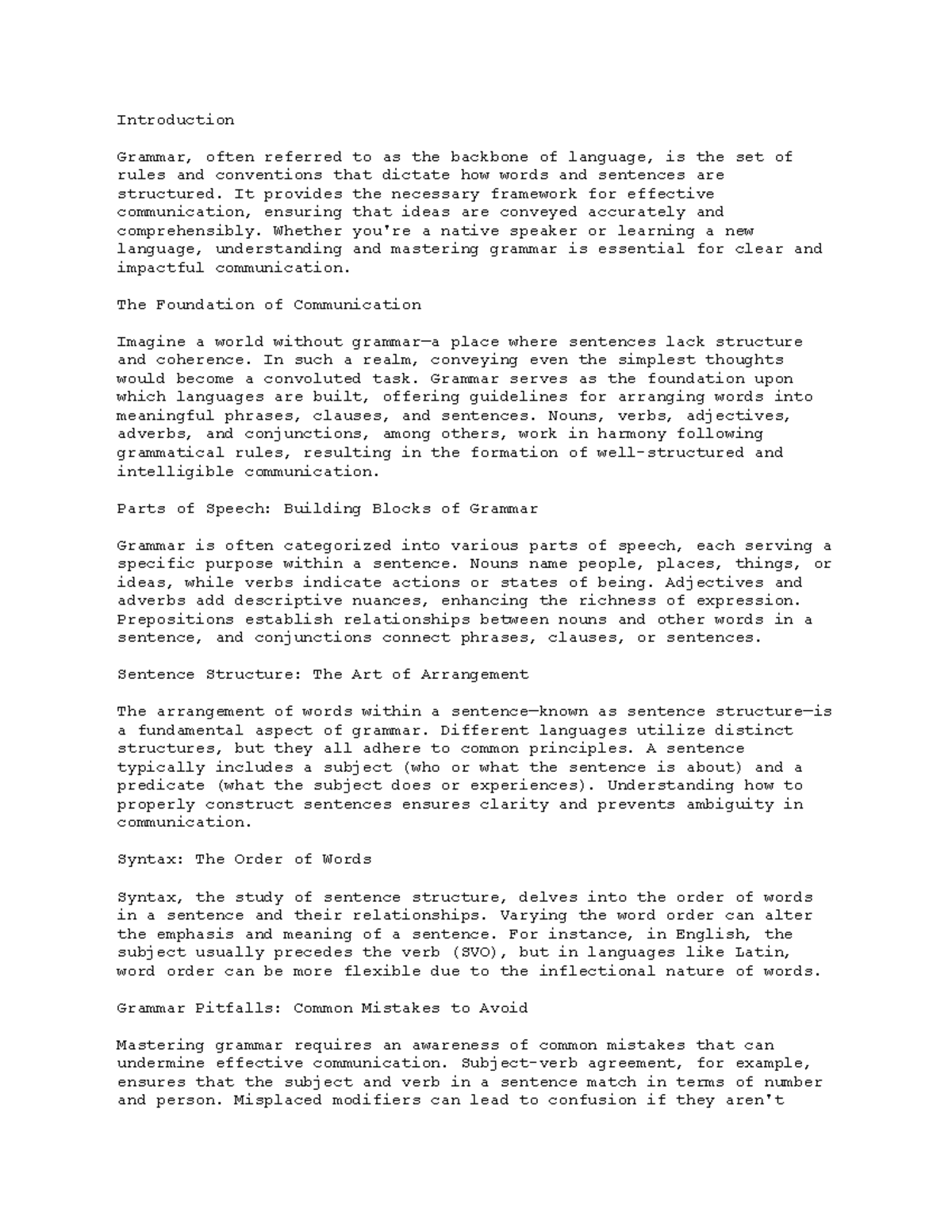 1 - gramática de ingles - Introduction Grammar, often referred to as ...