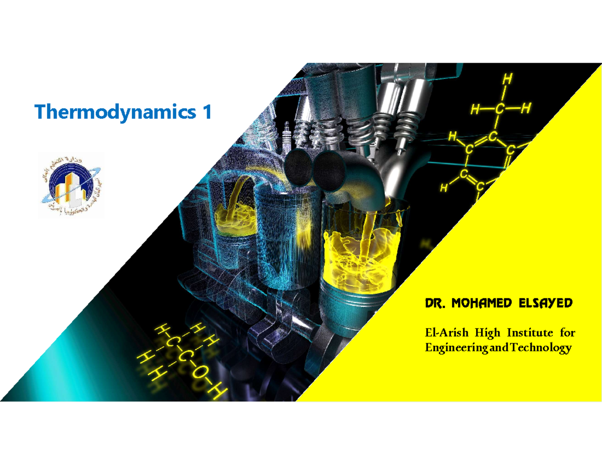 Thermodynamics 1 Ch 2 - Dr. MohaMeD elsayeD Thermodynamics 1 El-Arish High Institute for ...