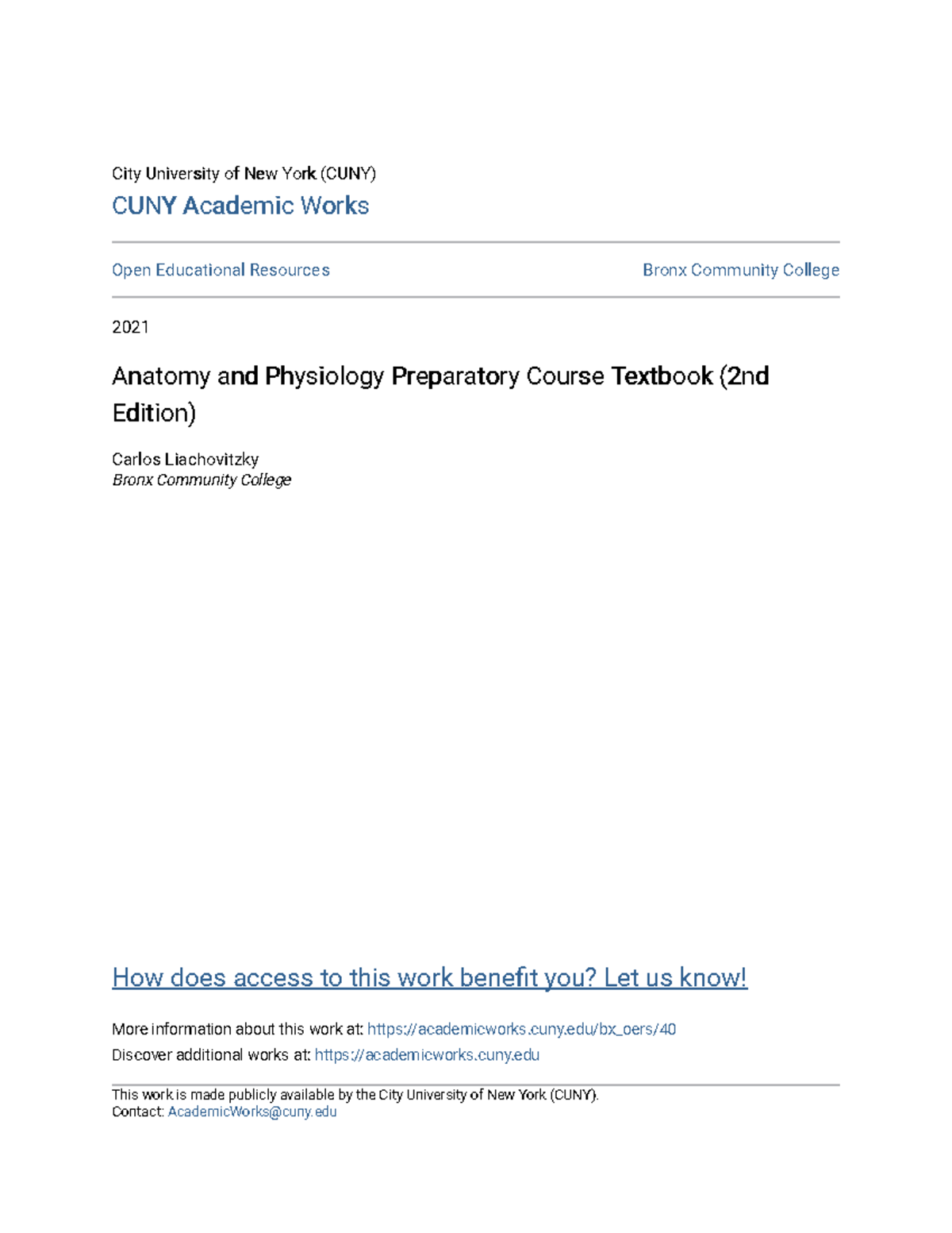 HUMAN ANATOMY,PHYSIOLOGY AND DISEASE - City University of New York ...