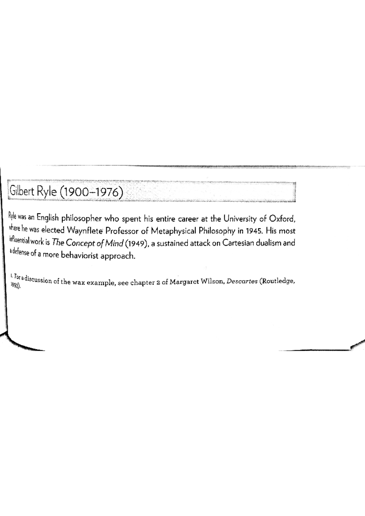 Gilbert Ryle - reading assignment - PHI 101 - Studocu