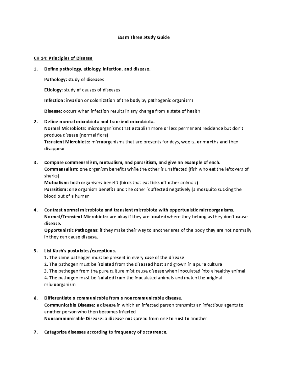 Exam Three Study Guide - Pathology: study of diseases Etiology: study ...