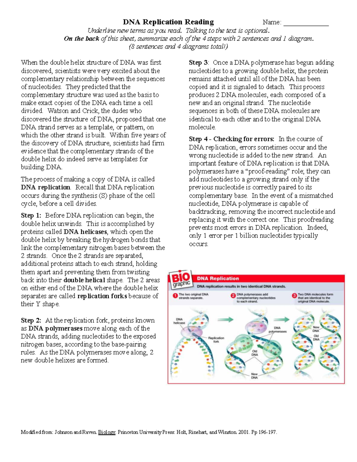 02 DNA replication reading - BIOSCI 52 - Stanford - Studocu