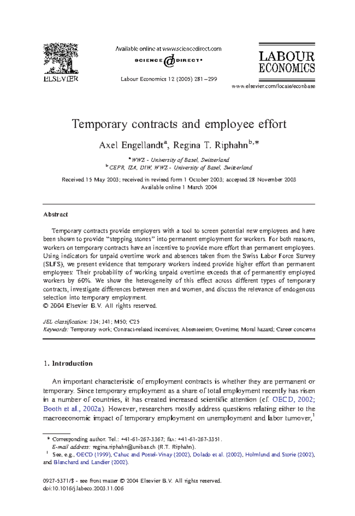1-s2 - Estudio - Temporary contracts and employee effort Axel ...