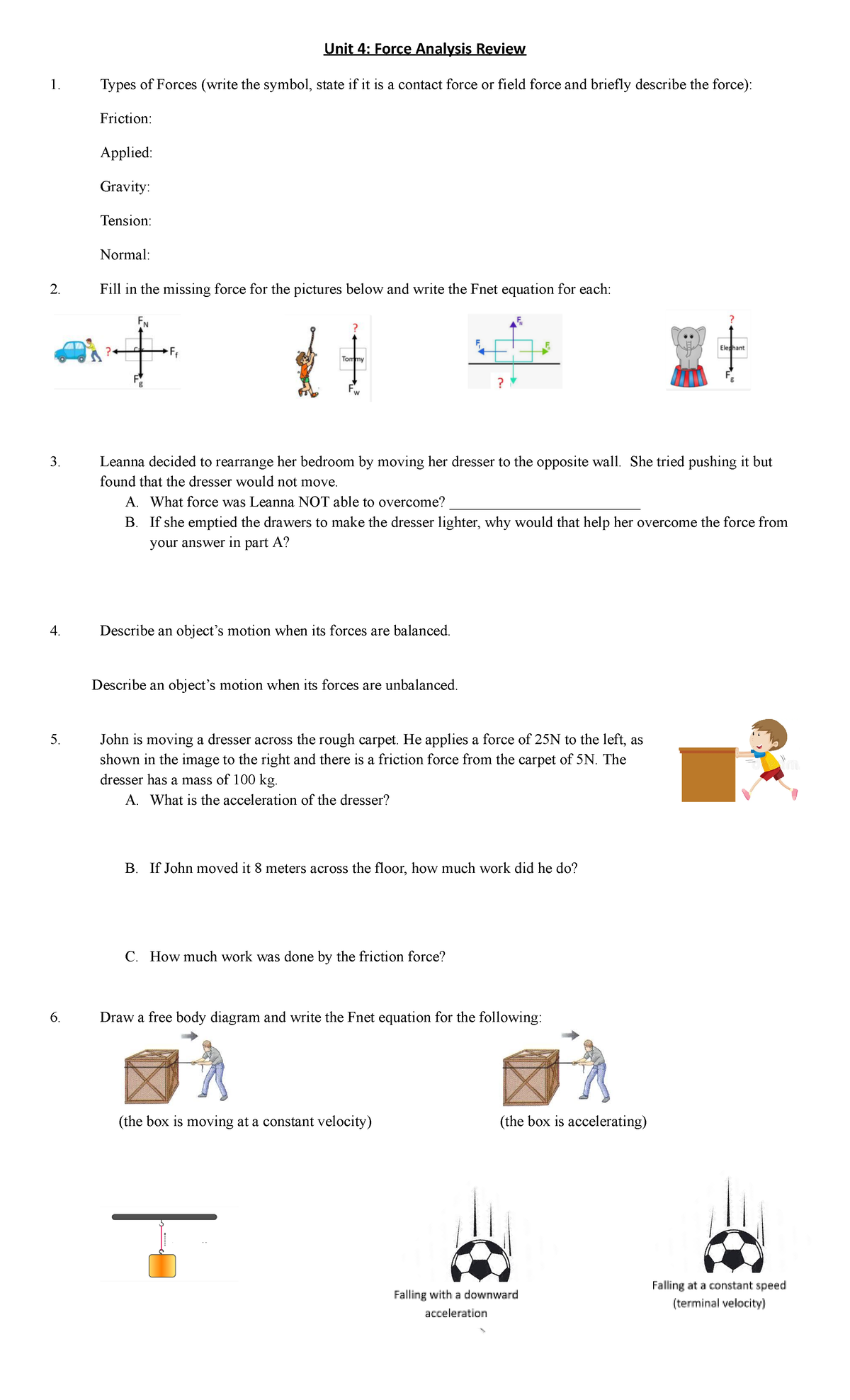 Day 13 Unit 4 Force Analysis Review.docx - Unit 4: Force Analysis ...