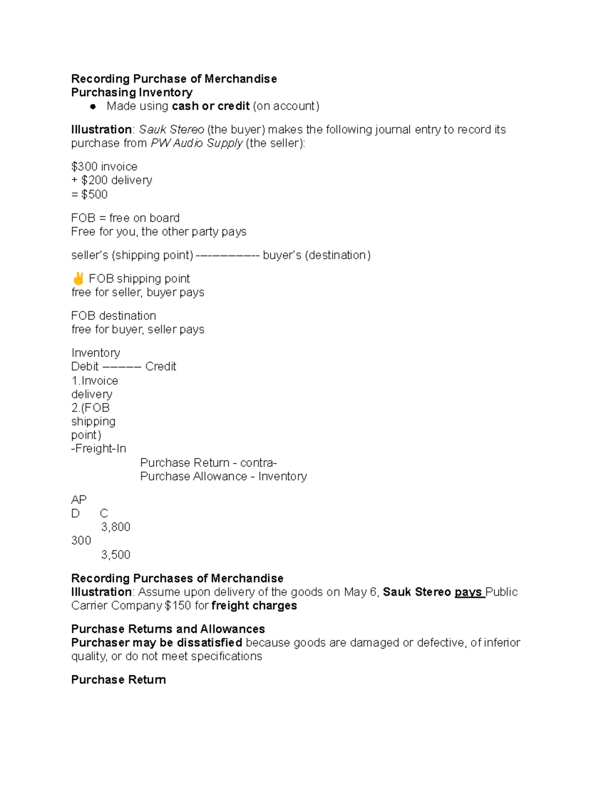 Ch. 5 Accounting for Merchandising Operations Part 2 - Recording ...