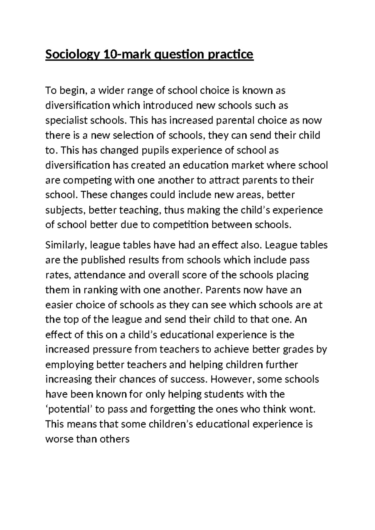 10 Mark question for Sociology - Sociology 10-mark question practice To ...