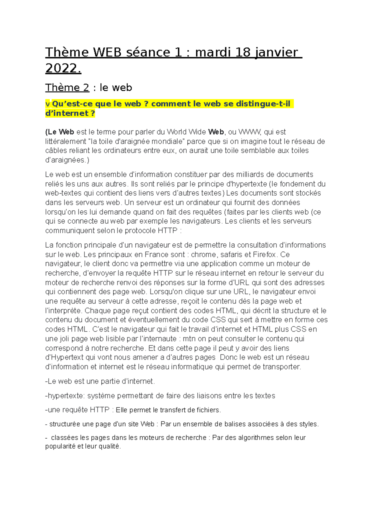 Synthese 4 2 ^ - devoir svt - Thème WEB séance 1 : mardi 18 janvier ...