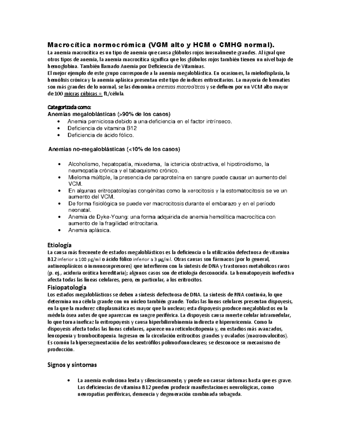 Macrocítica normocrómica - Macrocítica normocrómica (VGM alto y HCM o ...