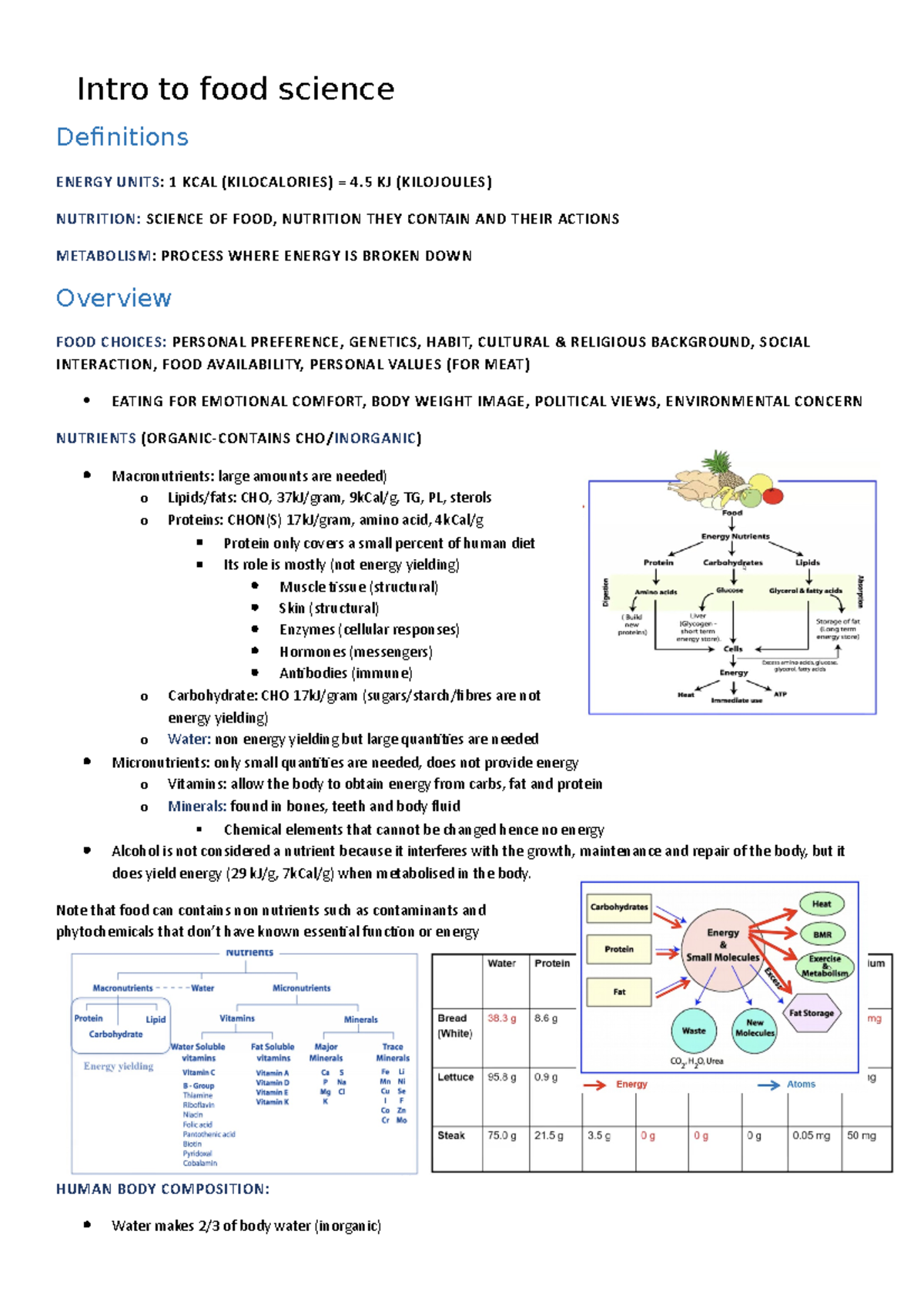 Intro to food science Overview - Intro to food science Definitions ...
