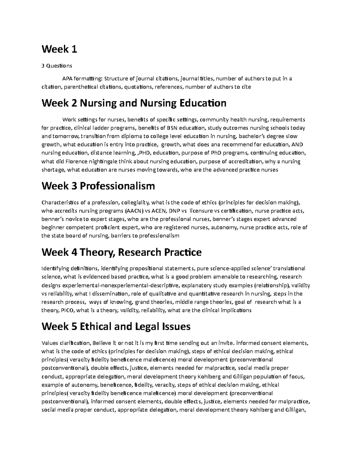Midterm Blueprint Role 2020 - Week 1 3 Questions APA formatting ...