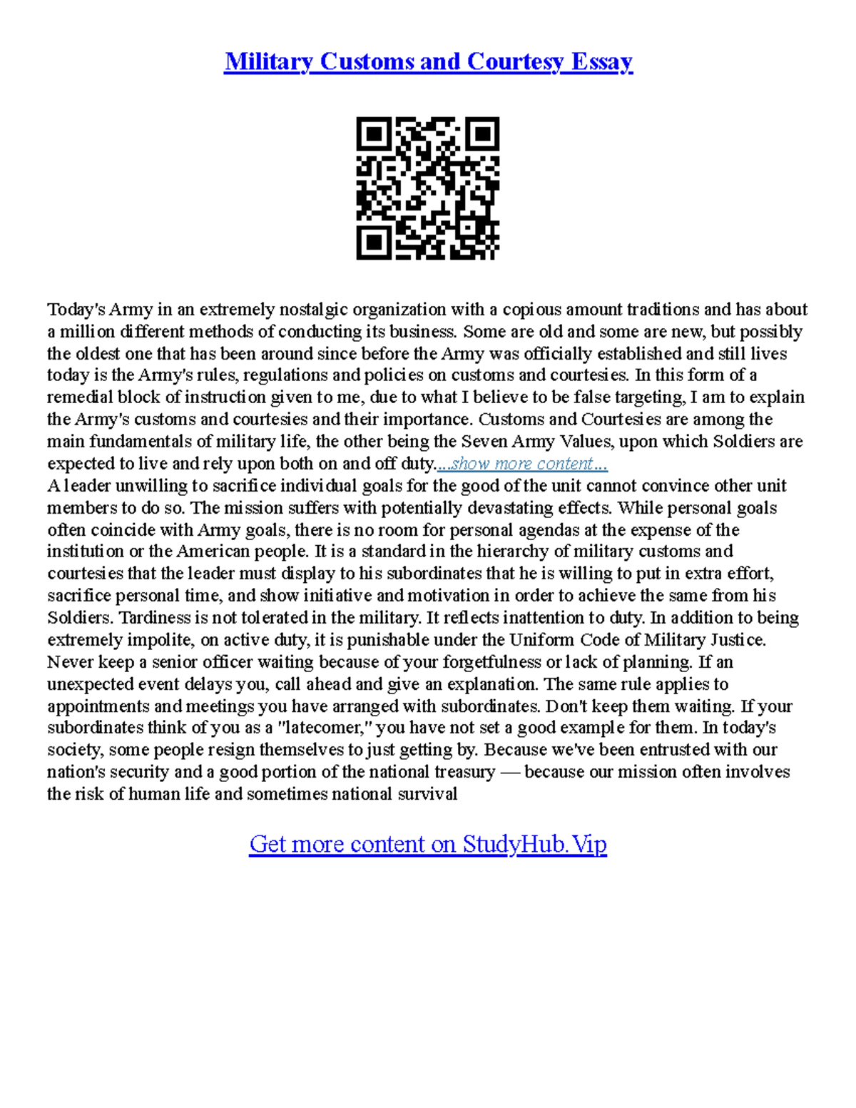 Army Essay Army Essay - Military Customs and Courtesy Essay Today's ...