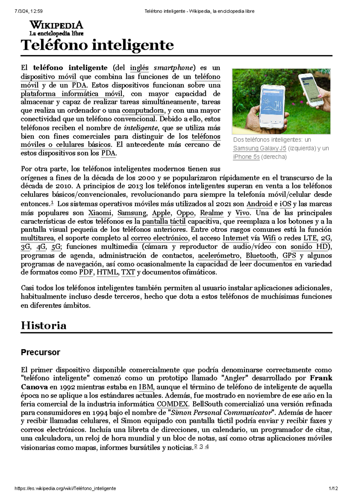 Teléfono inteligente - Wikipedia, la enciclopedia libre - Dos teléfonos ...