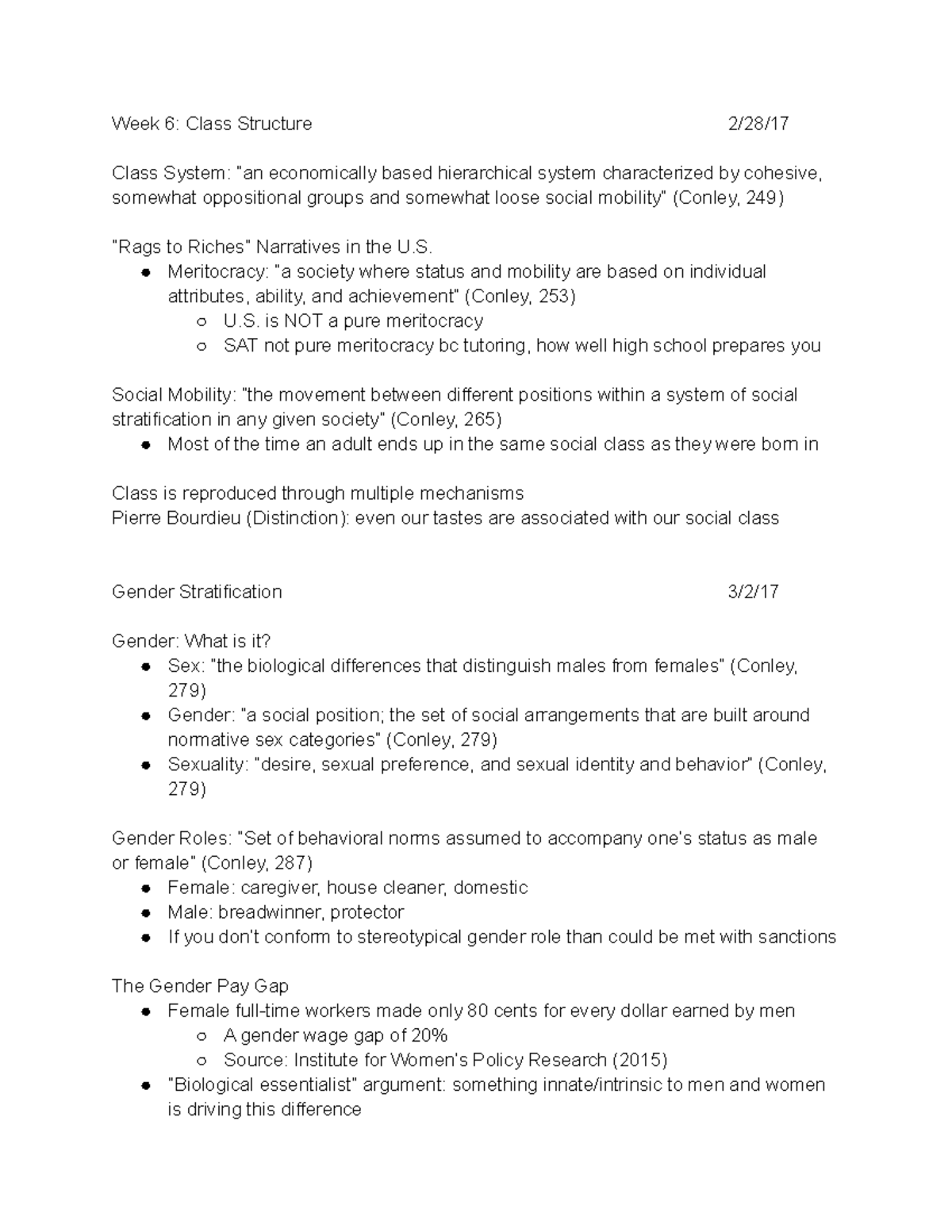 Week 6 Stratification by Class and Gender - Week 6: Class Structure 2 ...