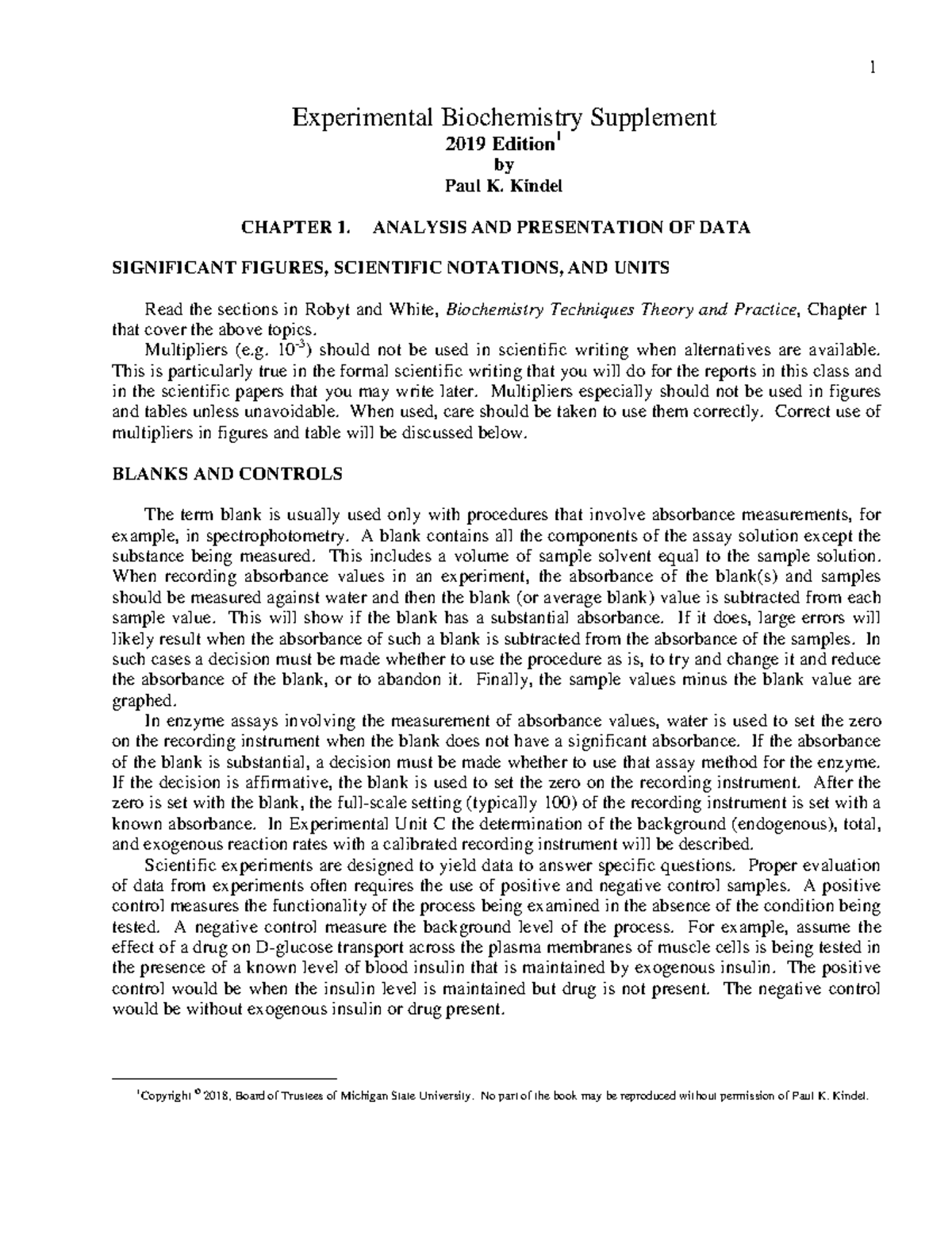 BMB471 Coursepack Supplement - Experimental Biochemistry Supplement ...