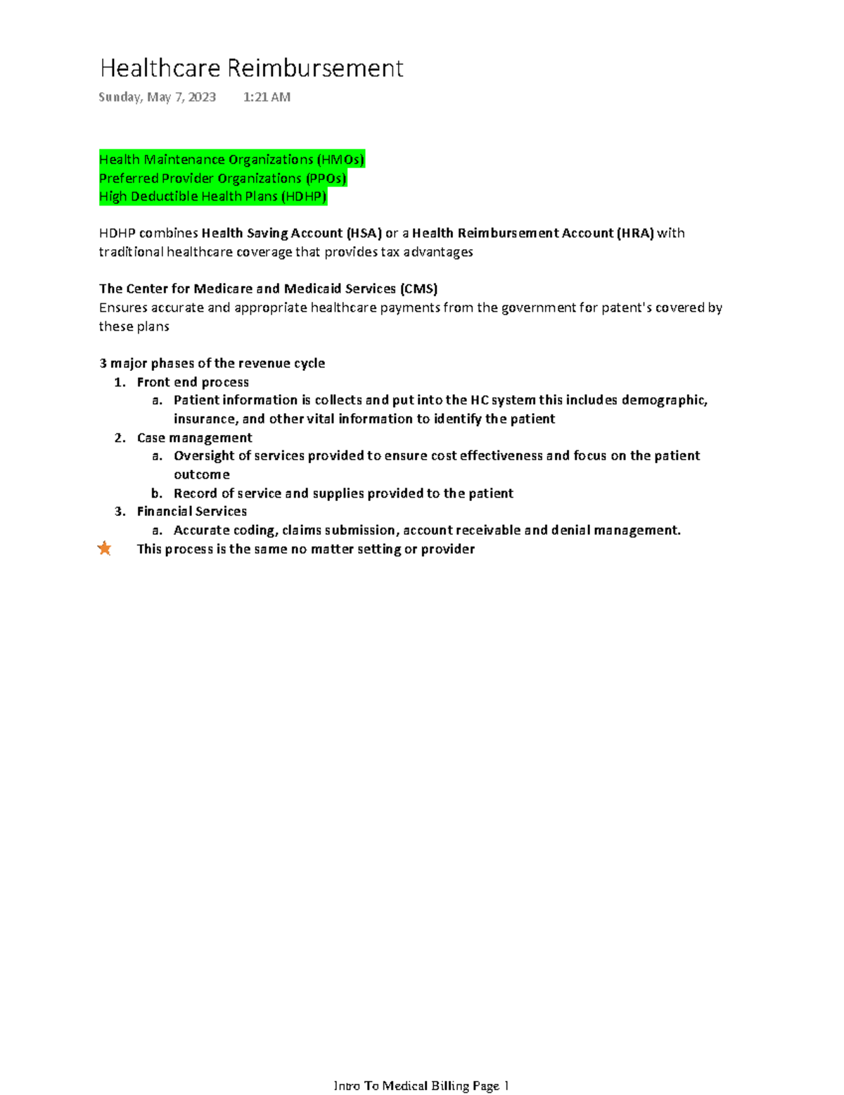 Healthcare Reimbursement - 1. Case management Oversight of services ...