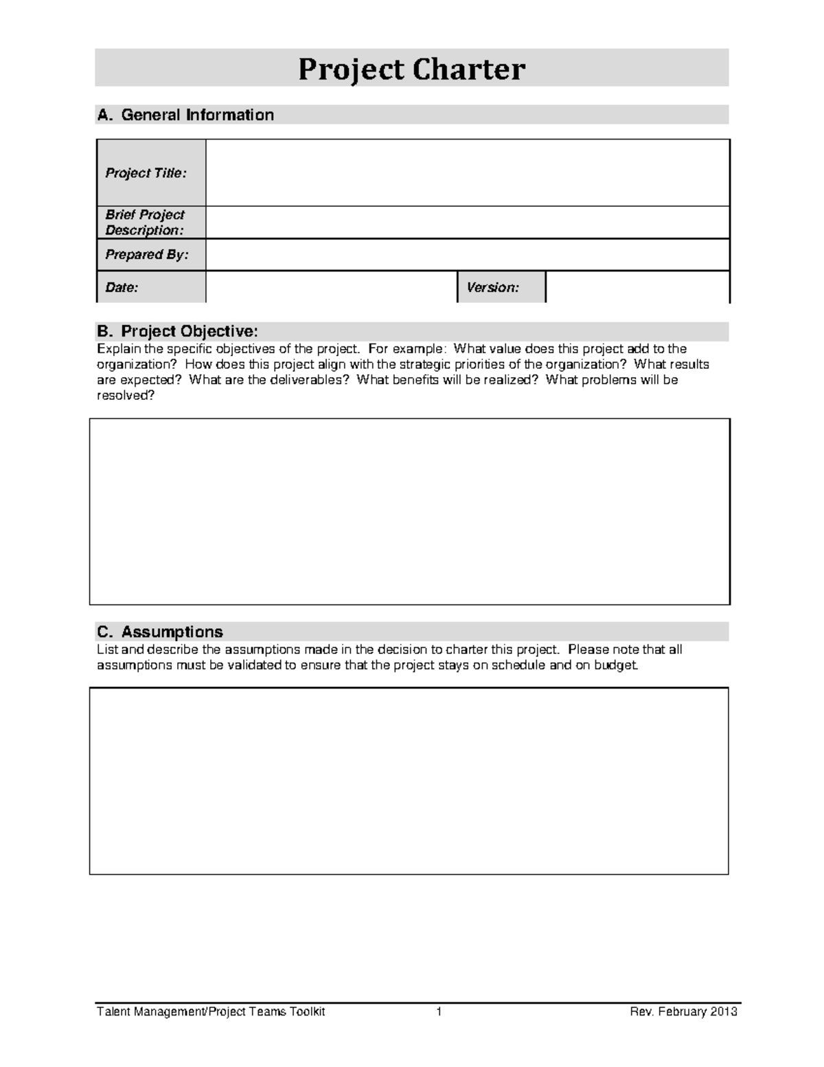 Project Charter Template 2 - A. General Information Project Title ...