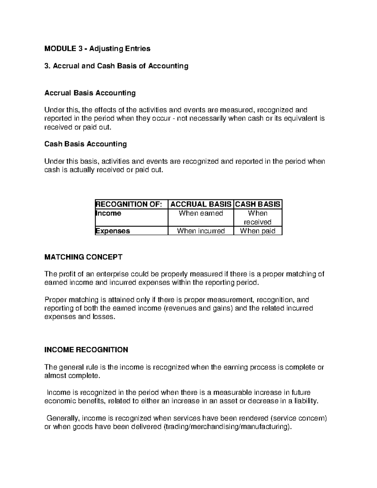 Merch-aje - MODULE 3 - Adjusting Entries 3. Accrual and Cash Basis of ...