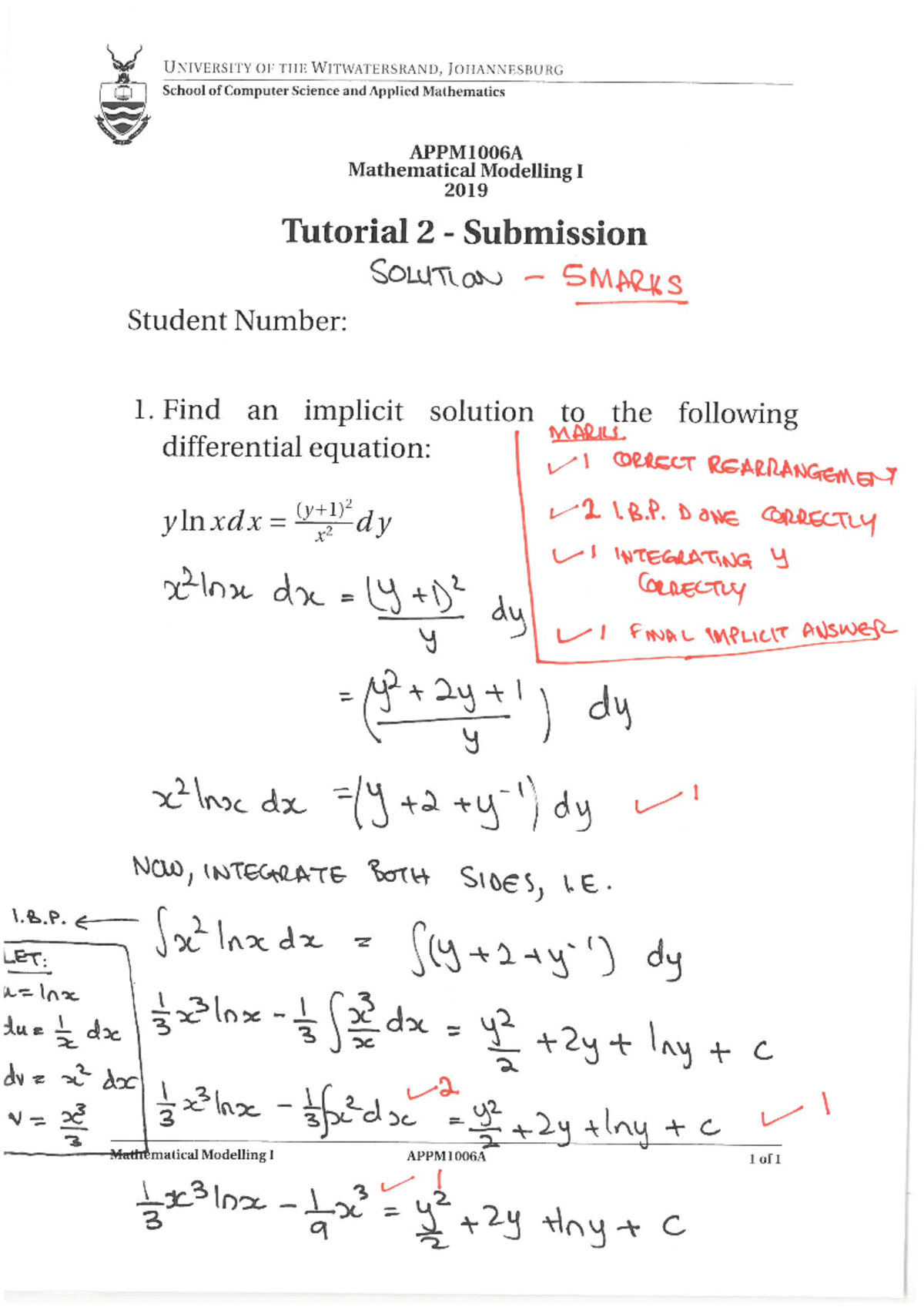 Tutorial 2 Submission Solution University Of The Witwatersrand