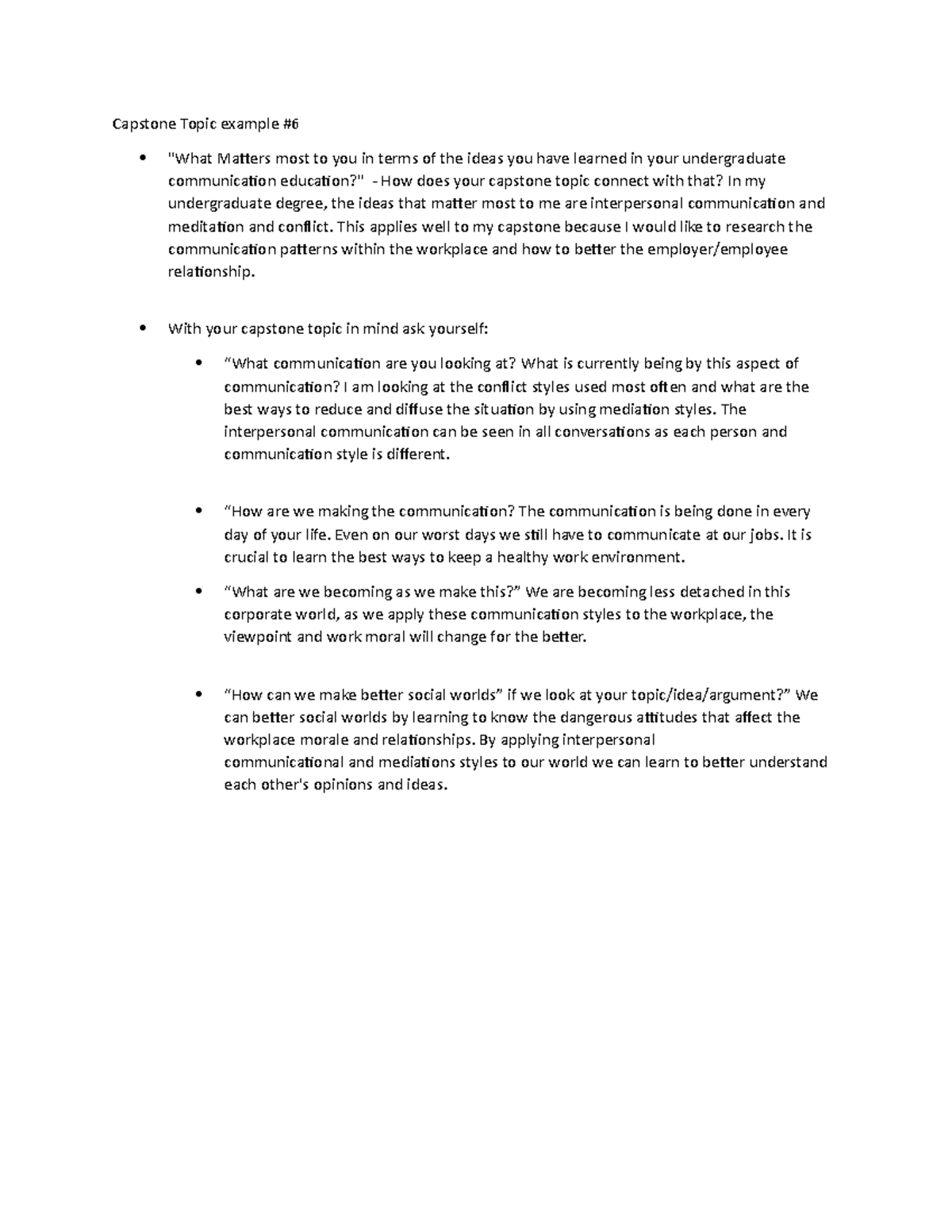 CT 6 - Capstone topic example. - Capstone Topic example #6 "What ...