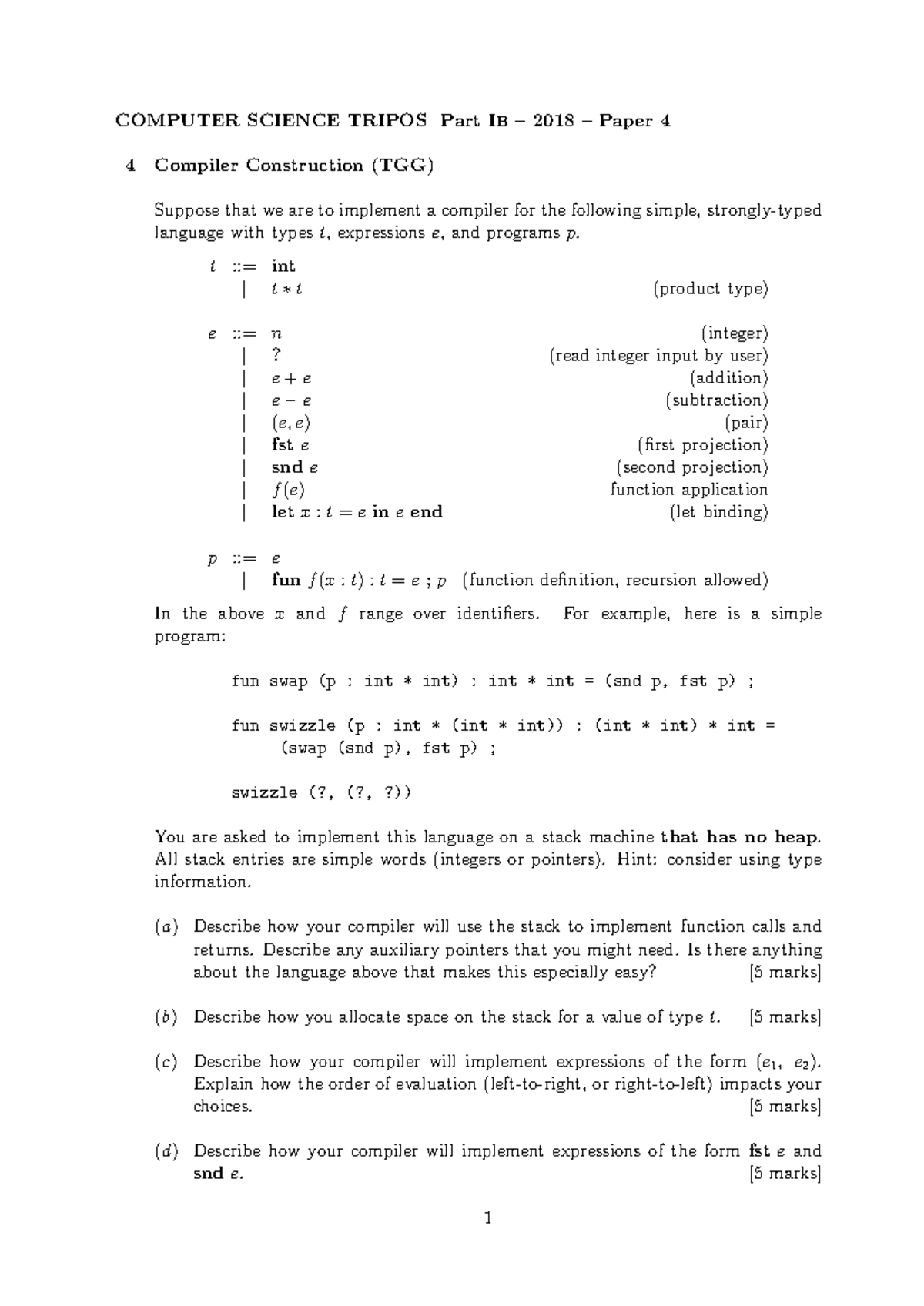 Y2018 P4q4 Summary Database Systems 4 Computer Science Tripos Part