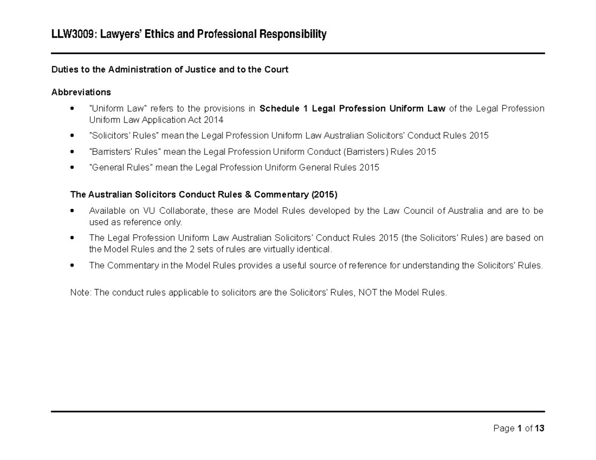 Session 3 - Duties to the Administration of Justice and to the Court ...