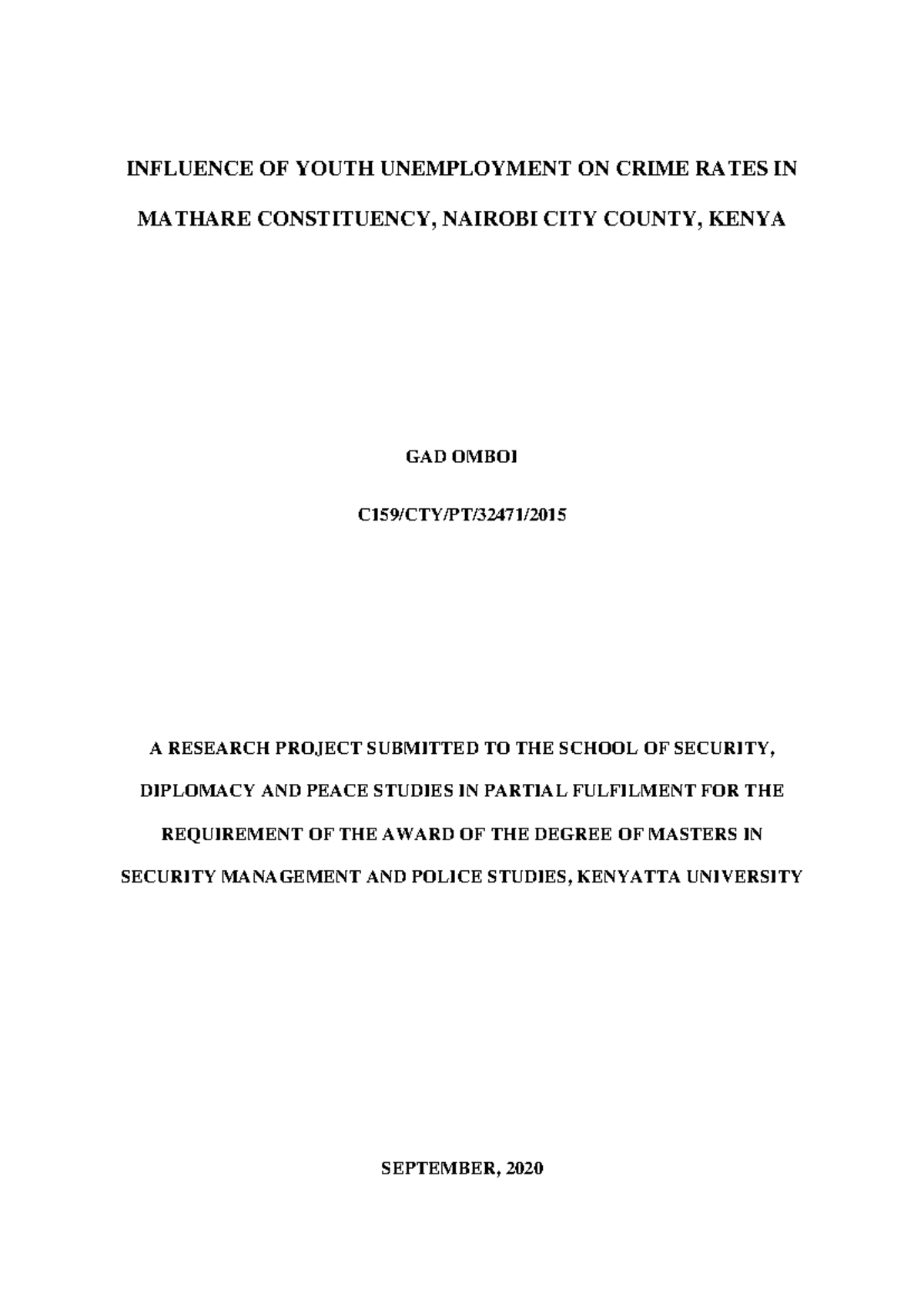 Influence of youth unemployment on crime - INFLUENCE OF YOUTH ...