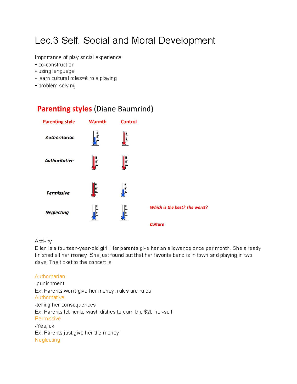 Education lec3 - Lecture notes 3 - Lec Self, Social and Moral ...