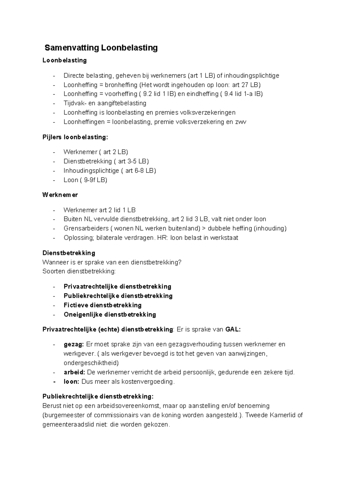 Loonbelasting - Samenvatting Personeel en Loon - Samenvatting ...