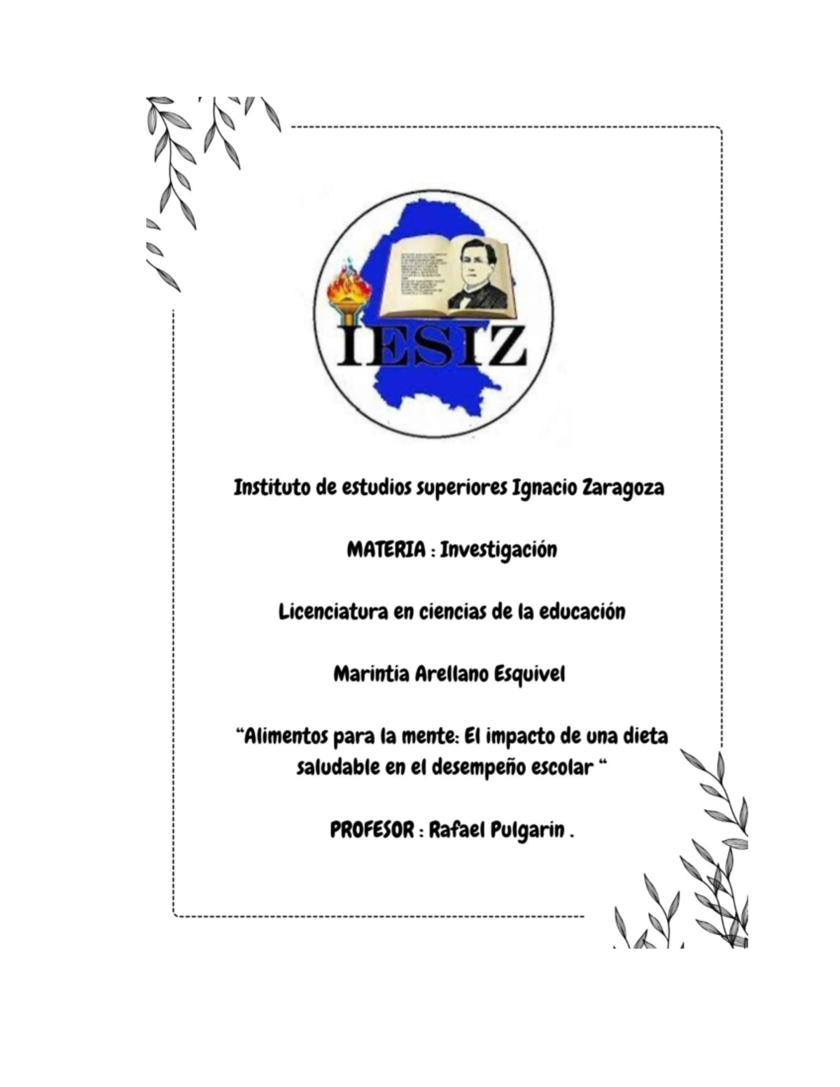 Marintia Investigacion Trabajo - TEMA 1: ALIMENTOS PARA LA MENTE: EL ...