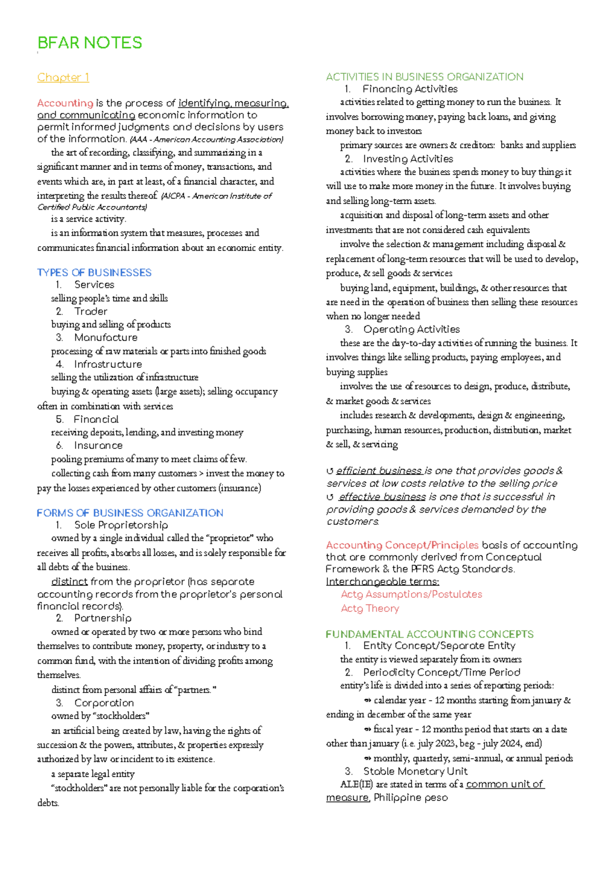 BFAR Notes - For downloading purposes only - BFAR NOTES Chapter 1 ...