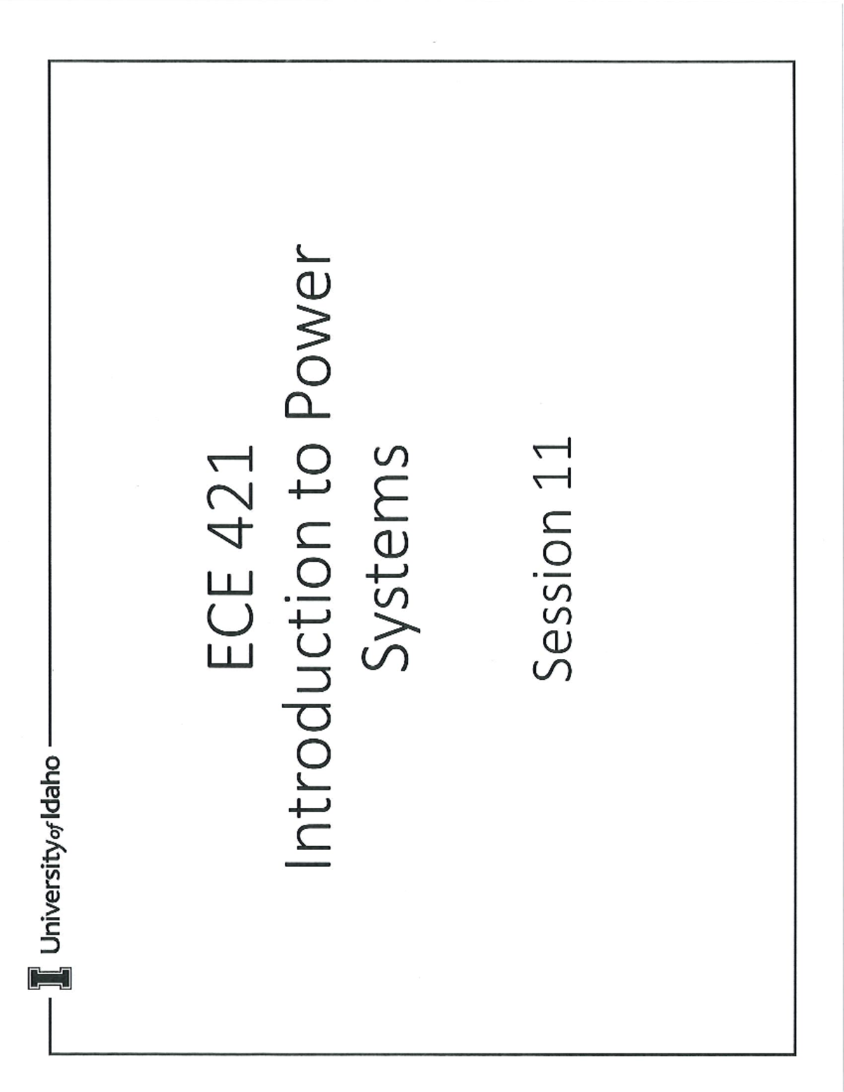 Do6 - Introduction to Power Systems Class Notes - ECE 421 - Studocu