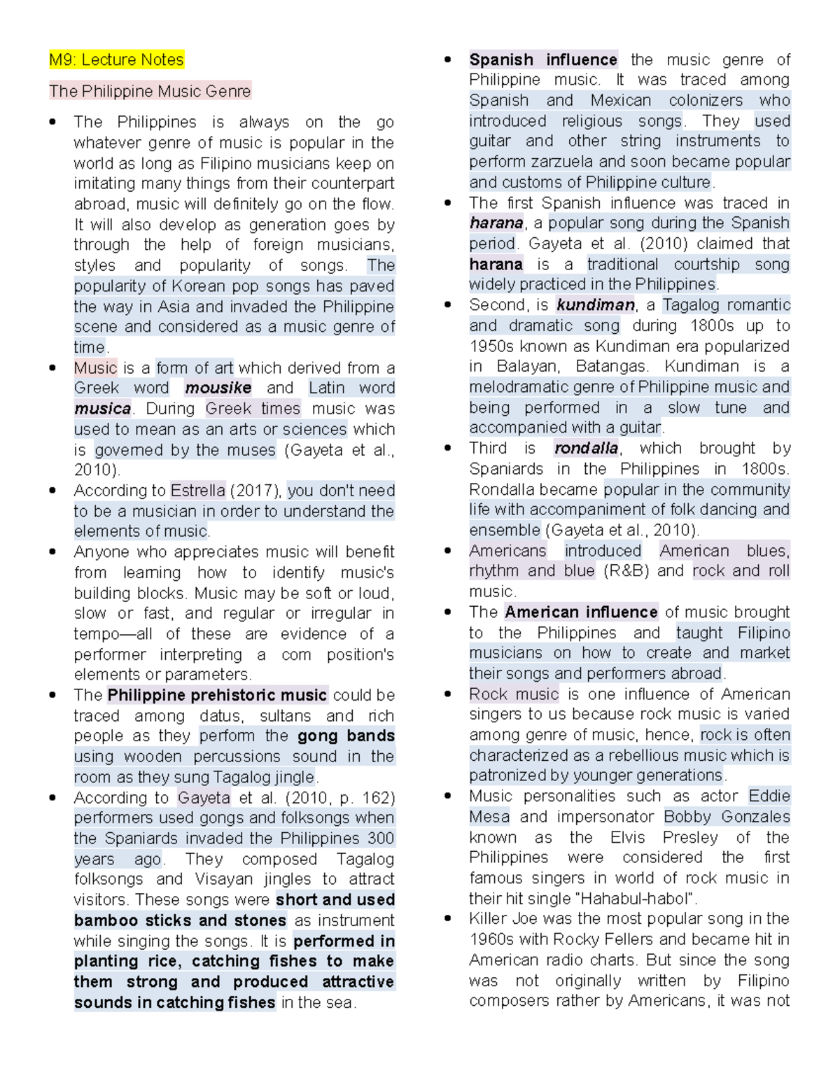 The Philippine Music Genre - M9: Lecture Notes The Philippine Music ...