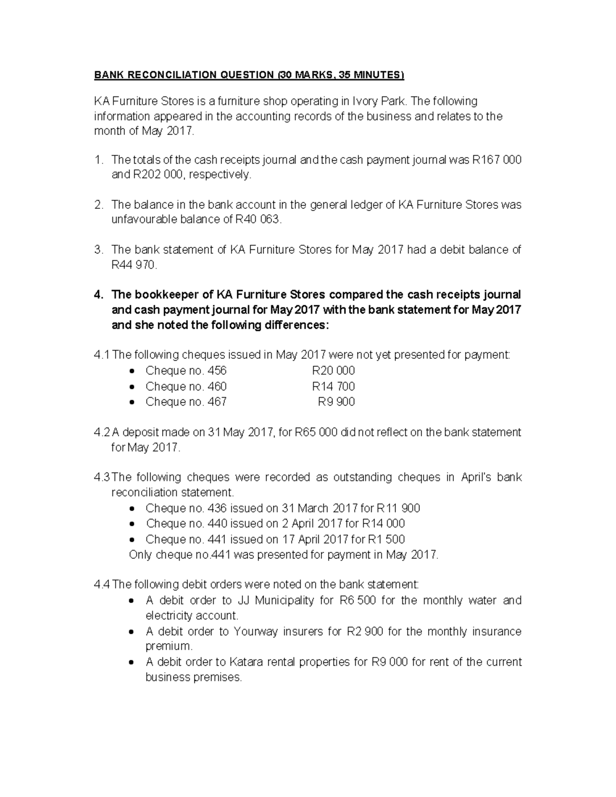 BANK Reconciliation Question 14 August 2020 -1 - BANK RECONCILIATION ...