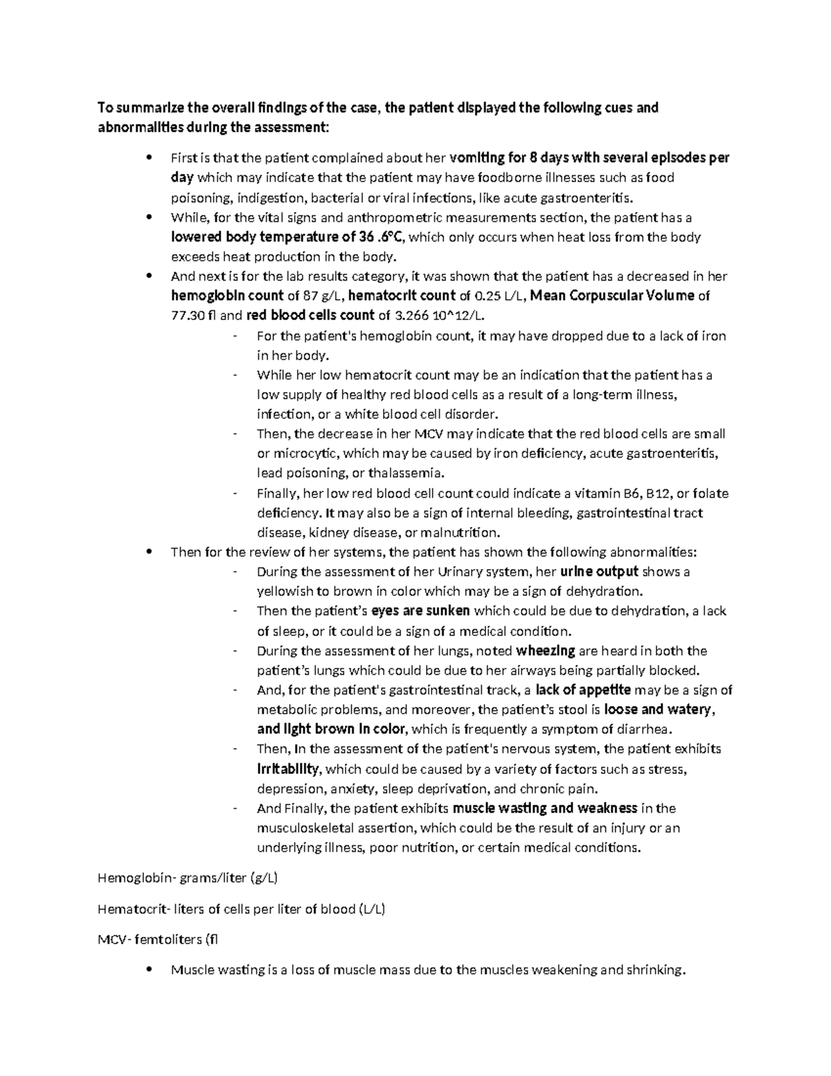 Script - To summarize the overall findings of the case, the patient ...