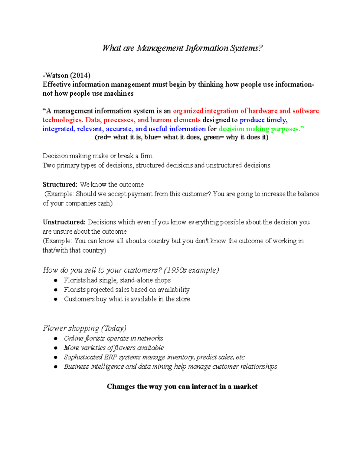 MIST 8/18-8/21 What are Information Systems? - What are Management ...