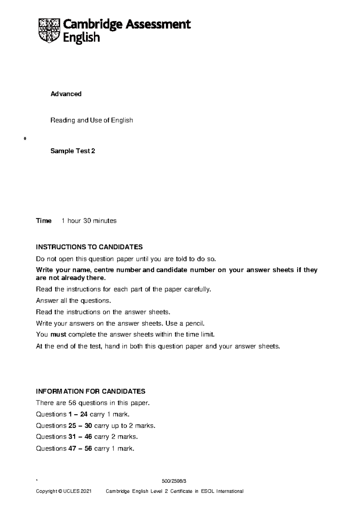 C1 Advanced sample paper 2 Reading and use of English - Advanced ...