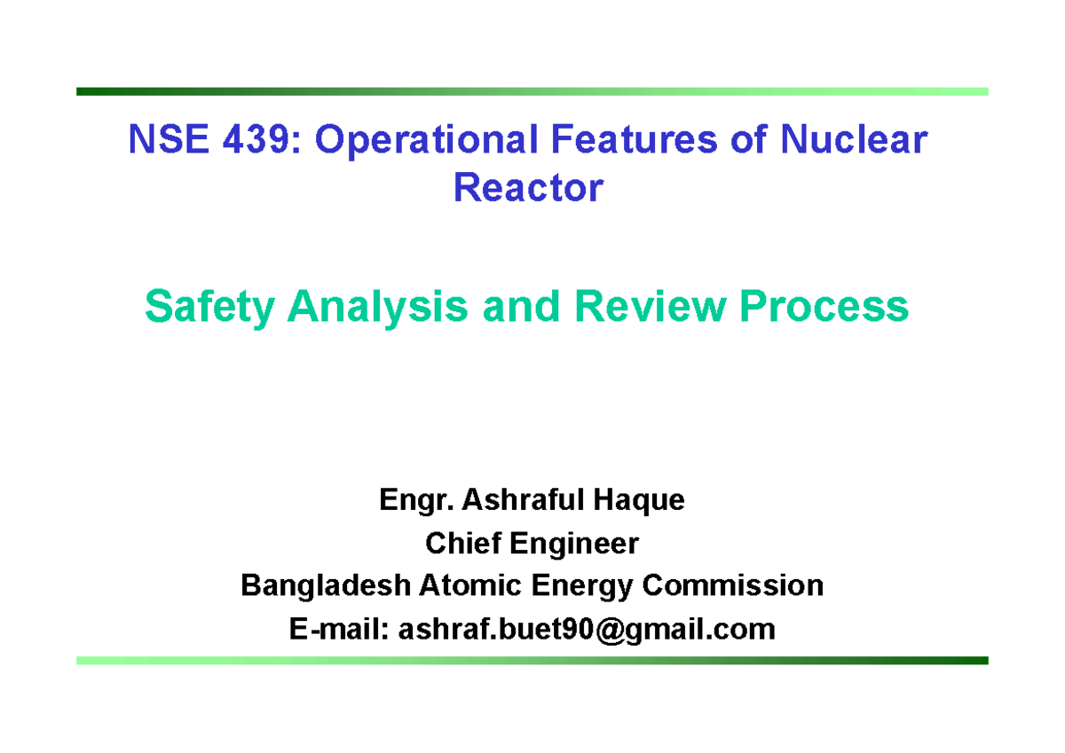 A lecture on the Safety Analysis and Review Process - Operational ...
