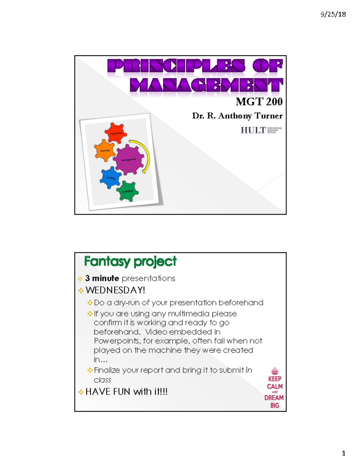 MGT200 Week 3 - MGT 200 Dr. R. Anthony Turner v 3 minute presentations ...