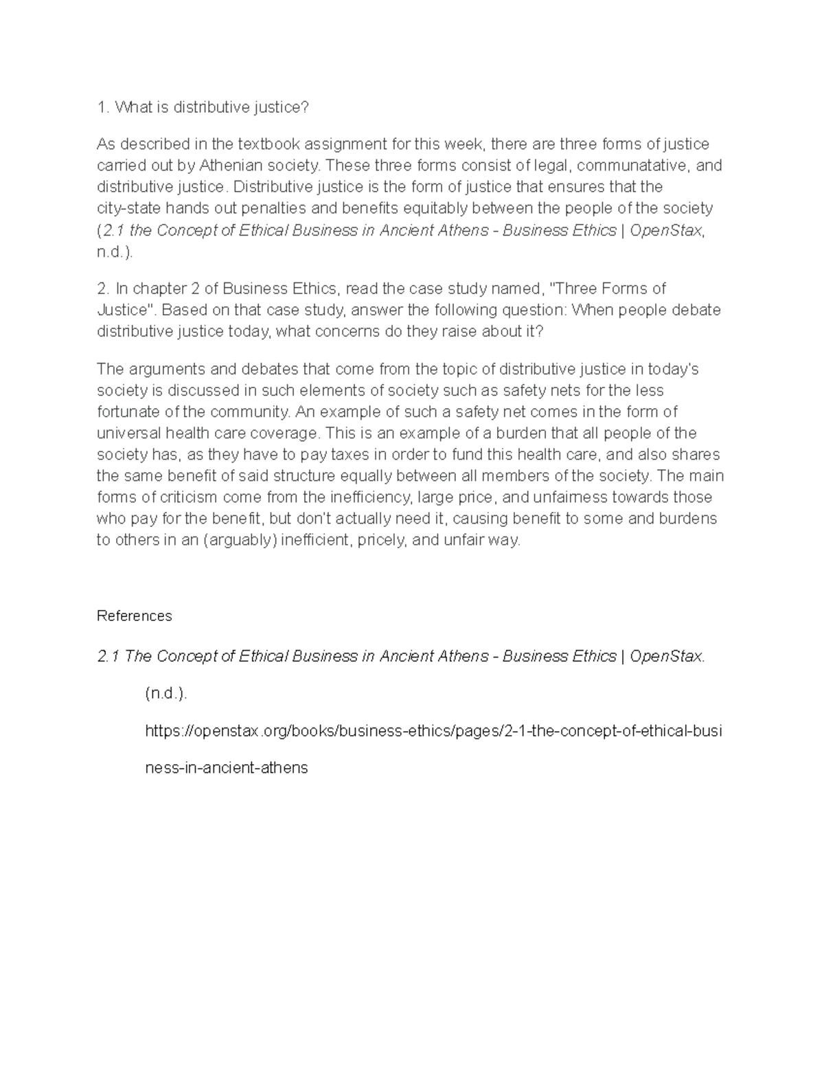 PHIL 1404 Unit 2 Discussion - What is distributive justice? As ...