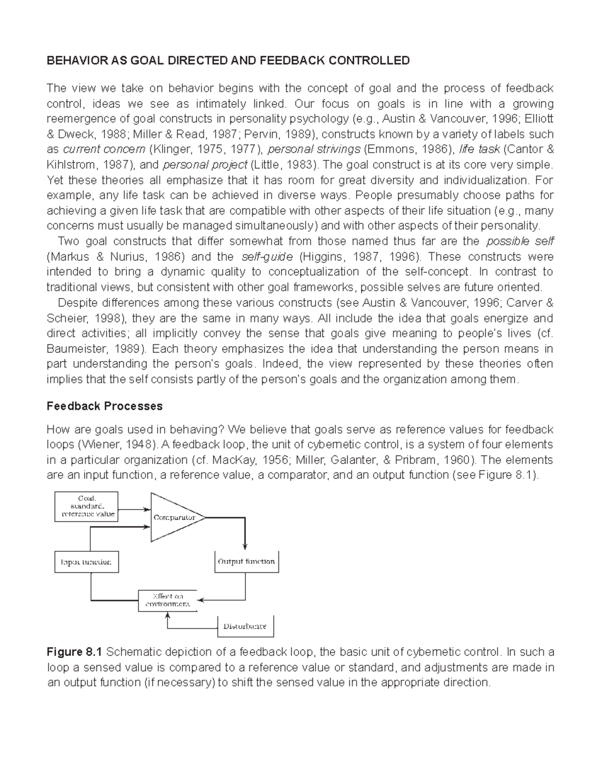 8 Self-Regulatory Perspectives on Personality - BEHAVIOR AS GOAL ...