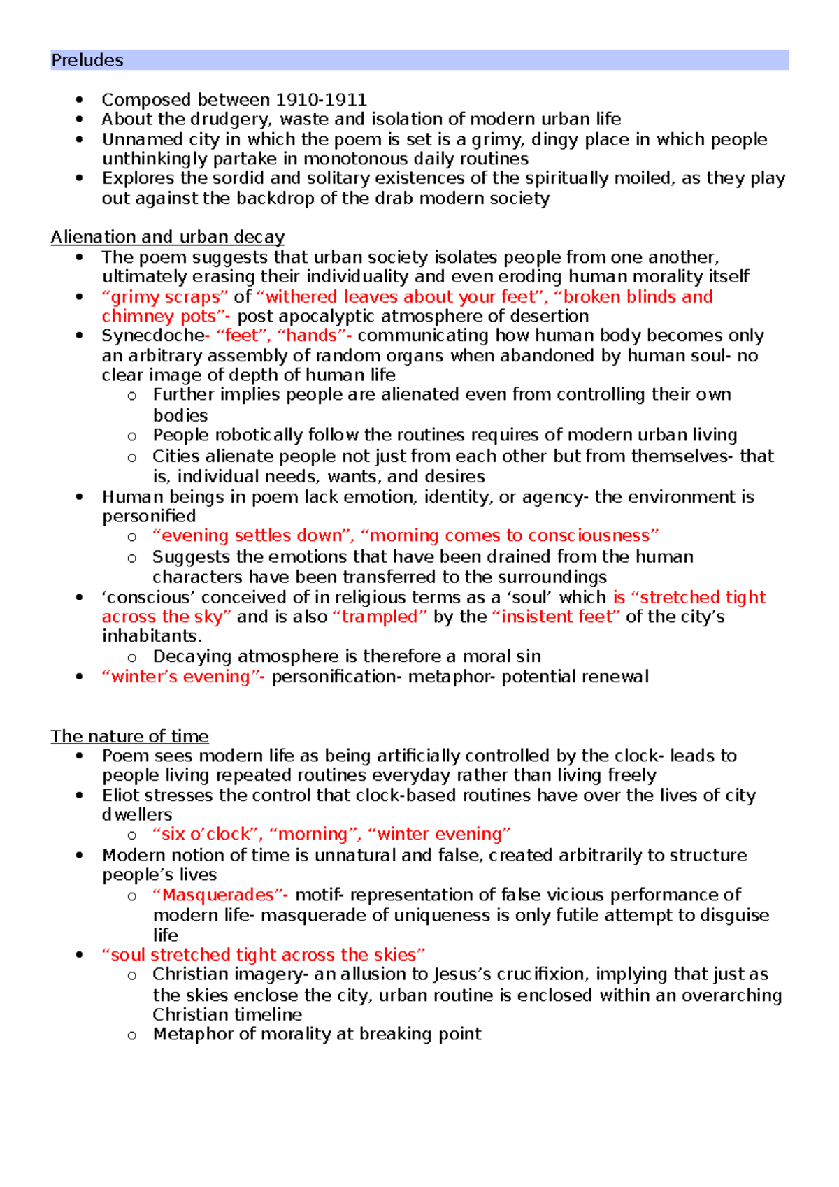 Preludes study - T.S Eliot - Preludes Composed between 1910- About the ...