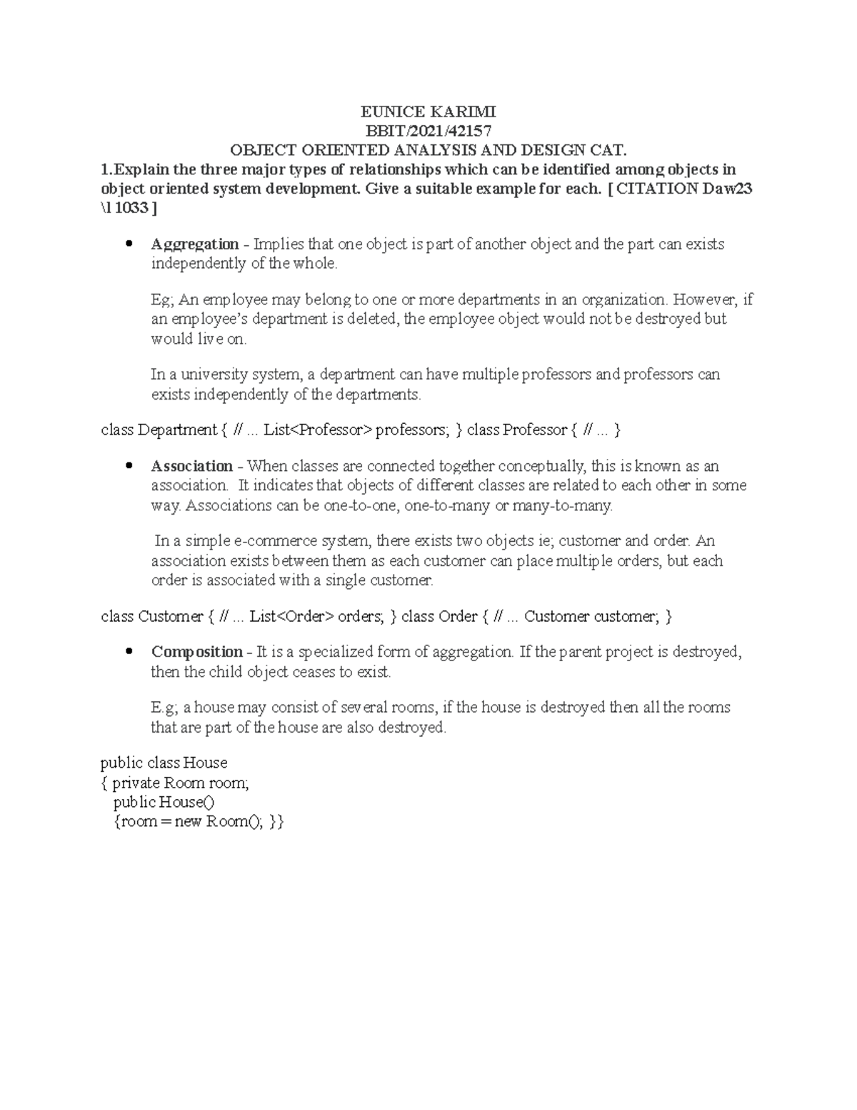 OOAD CAT - n/a - EUNICE KARIMI BBIT/2021/ OBJECT ORIENTED ANALYSIS AND ...