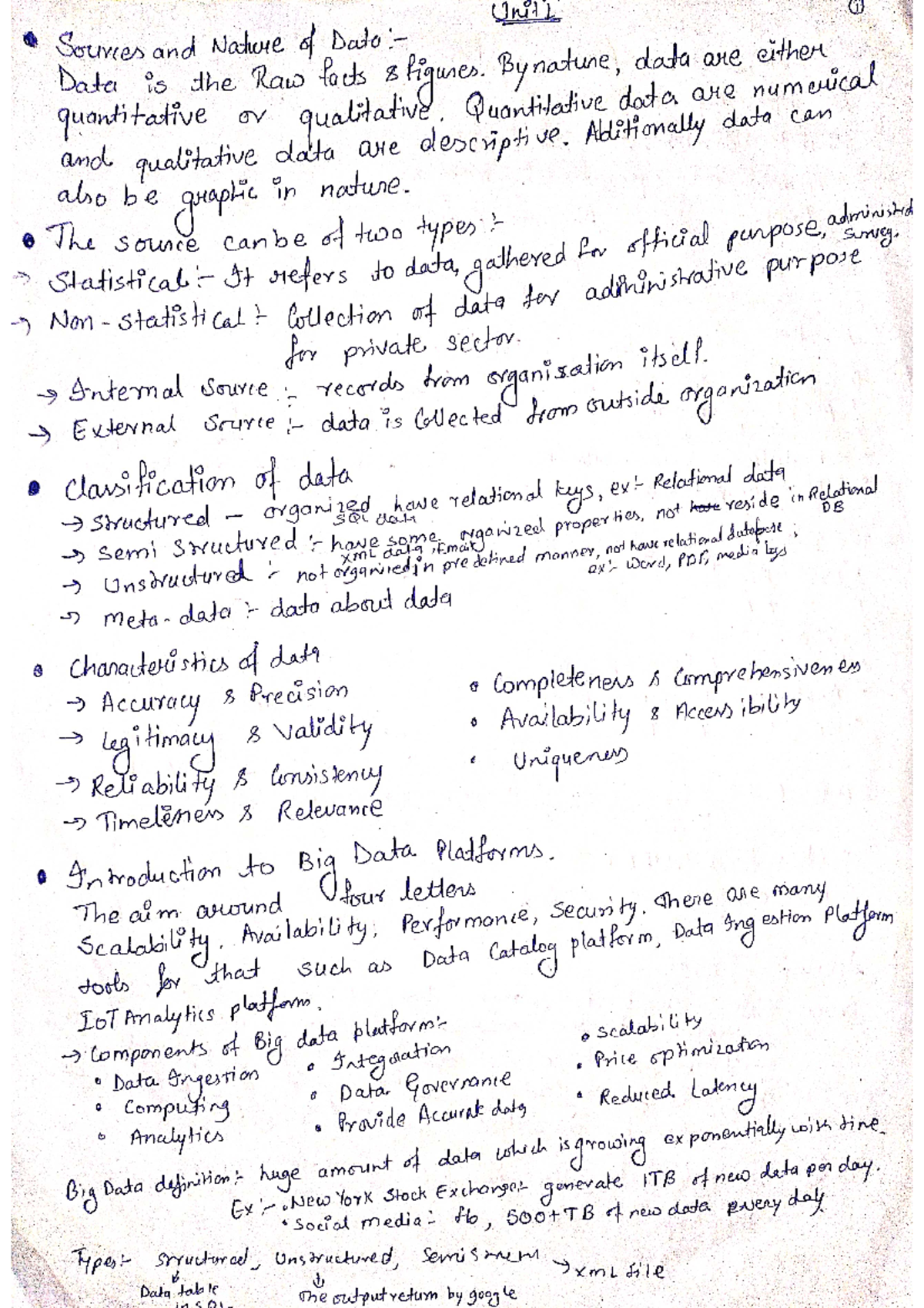 Data Analytics unit 1 - Big Data - Studocu