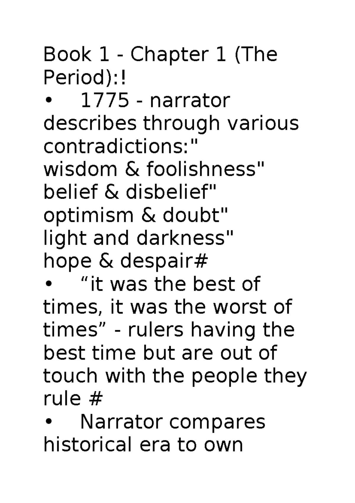 Tale of two cities - Book 1 - Chapter 1 (The Period):! • 1775 ...