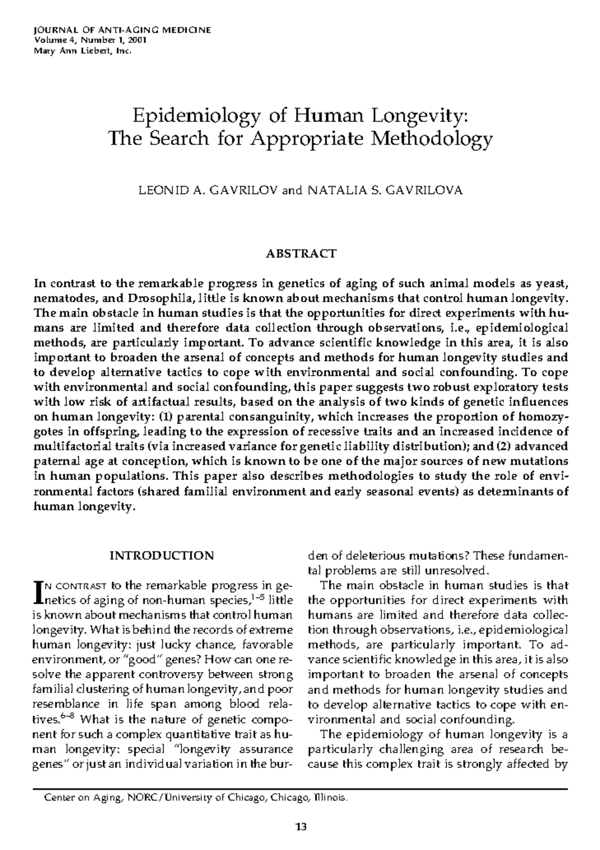 Epidemiology of Human Longevity EN EL MUNDO - JOURNAL OF ANTI-AGING ...