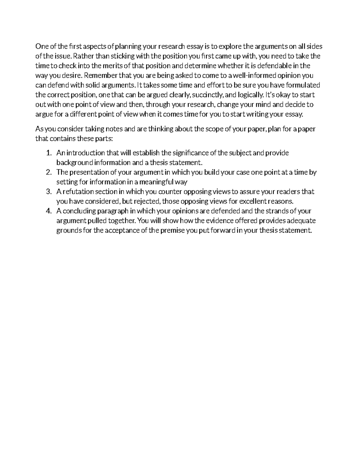 Planning the research essay - One of the first aspects of planning your ...