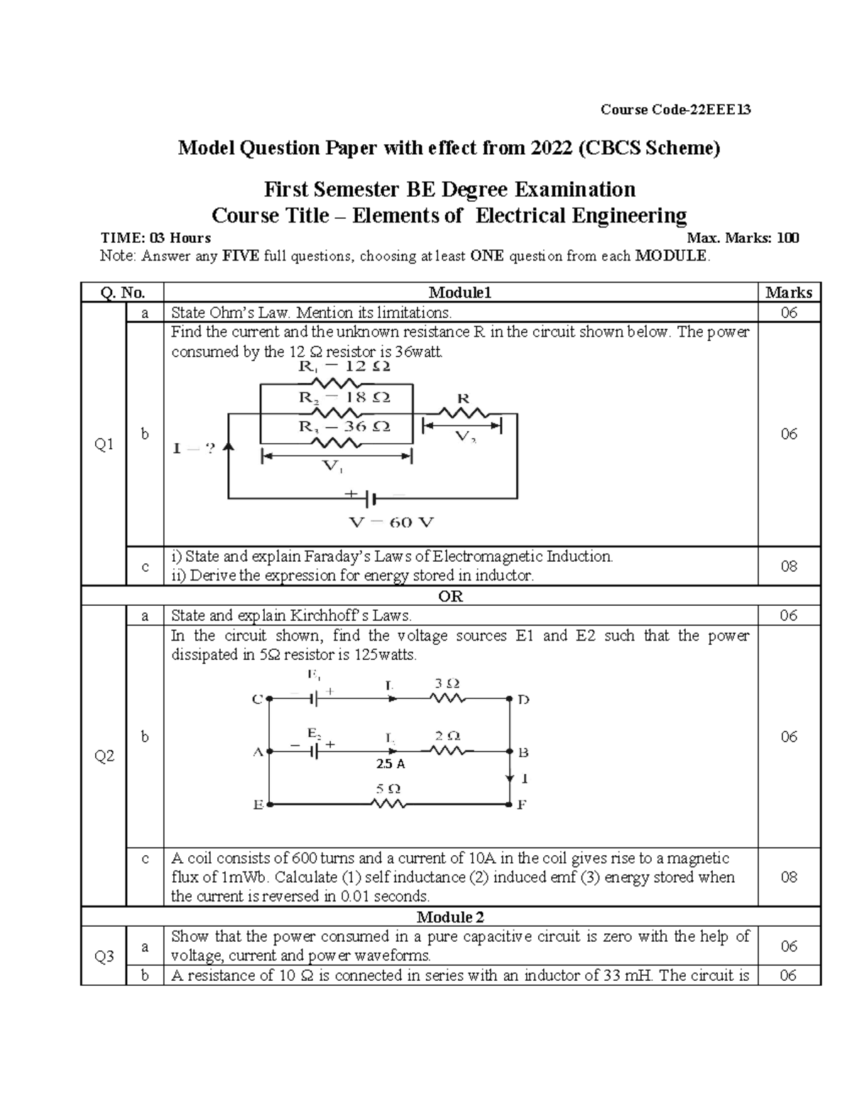 22EEE13 Elements of Electrical Engineering - 2 A Course Code-22EEE ...