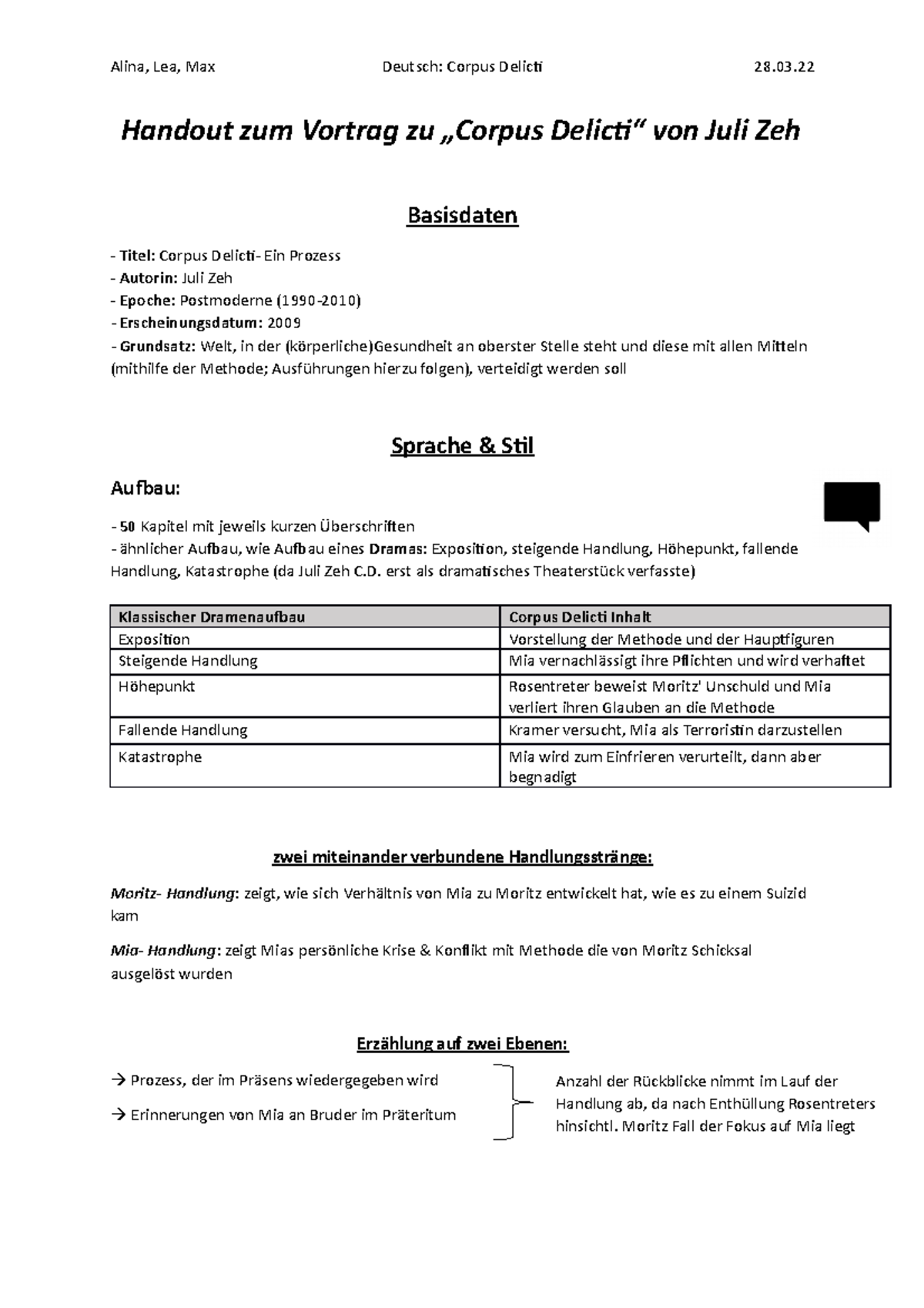 Corpus Delicti Referat - Handout zum Vortrag zu „Corpus Delicti“ von ...
